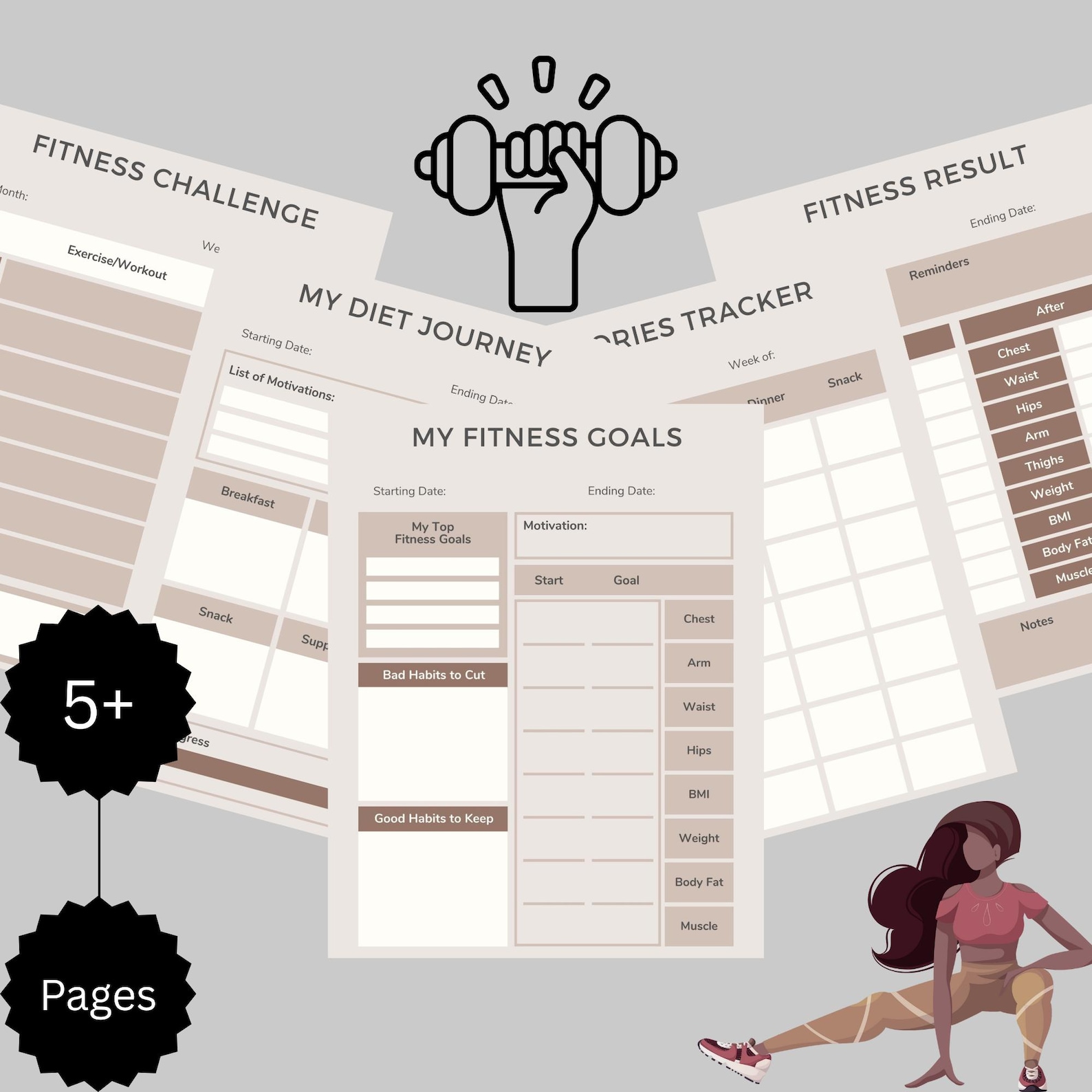 Editable Fitness Planner, Tracks Workout and Wellness Goal, Weight Loss ...
