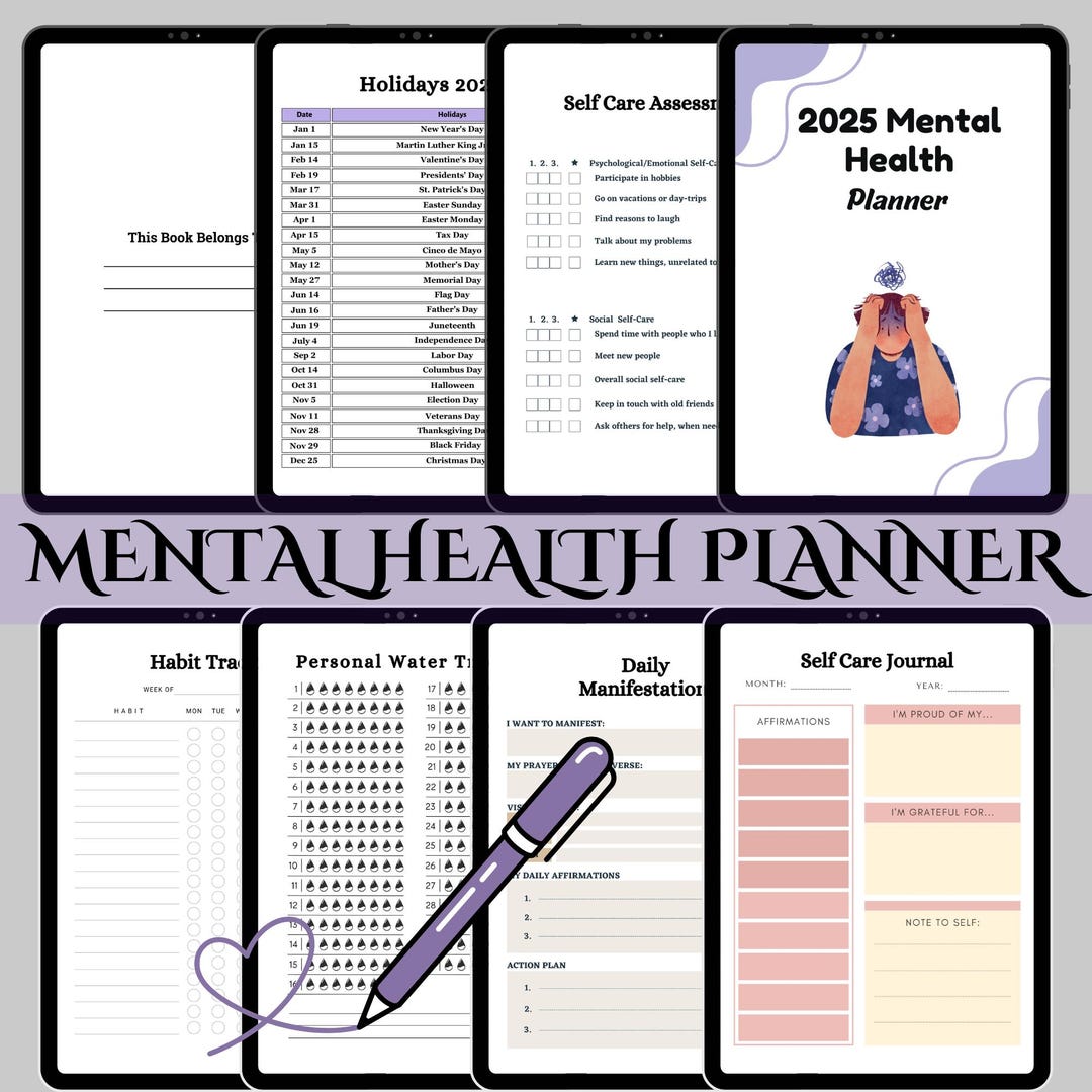 Editable Mental Health Planner, Printable Wellness Planner, Wellness ...