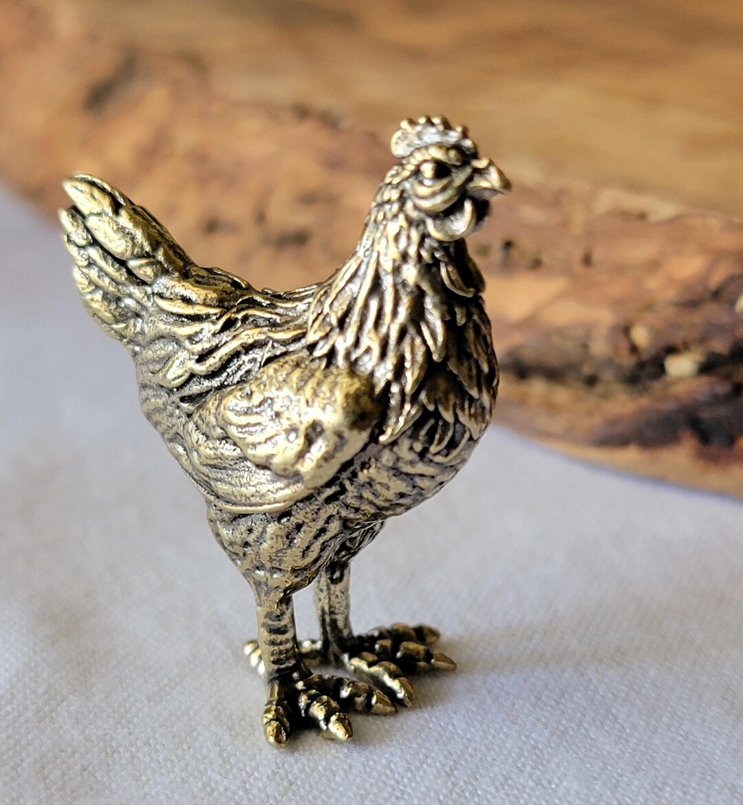 Solid Brass Chicken Figurine - Vintage Inspired Hen Statue for Home ...
