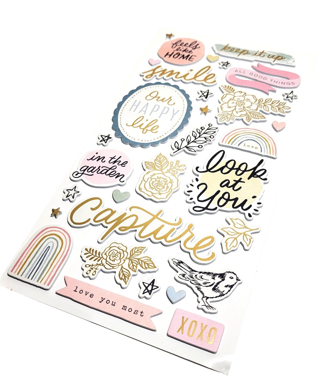 JUMBO Gold Foil Sticker Sheet - Our Happy Life -for Cards, Scrapbooking ...