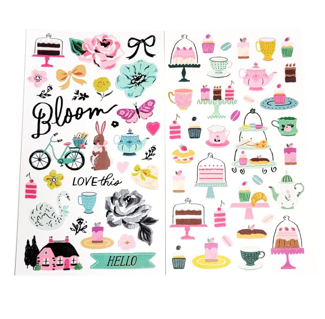 Sticker Set TEA PARTY Card Making Stickers for Scrapbook & Journal ...
