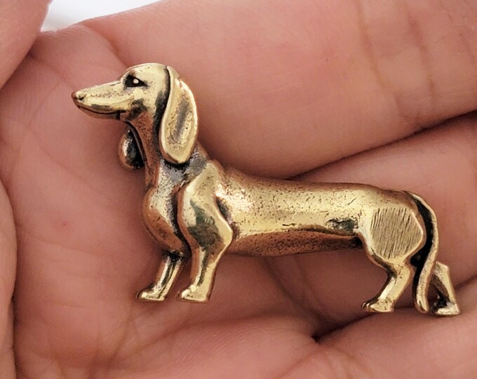 Solid Brass Dachshund Figurine –vintage Style Dog Statue for Home, Desk ...