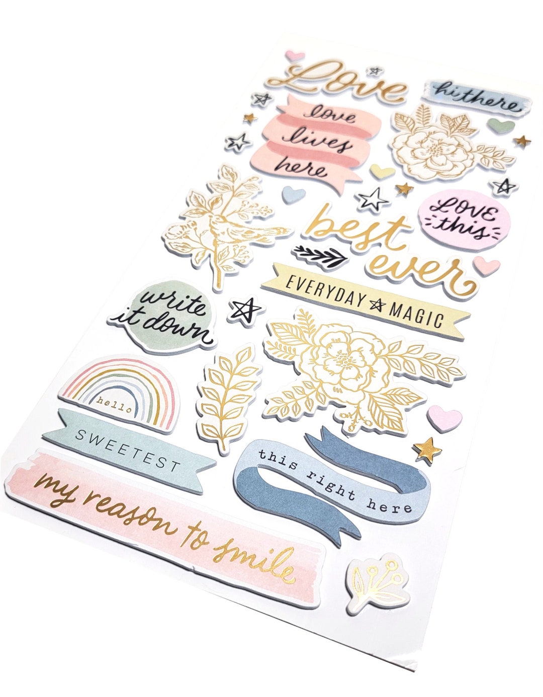 JUMBO Gold Foil Sticker Sheet Love Lives Here for Cards, Scrapbooking ...