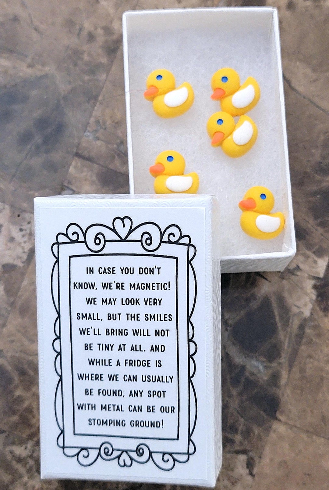 Set of 5 Miniature Rubber Ducky Magnets in Gift Box Small Duck Decor ...