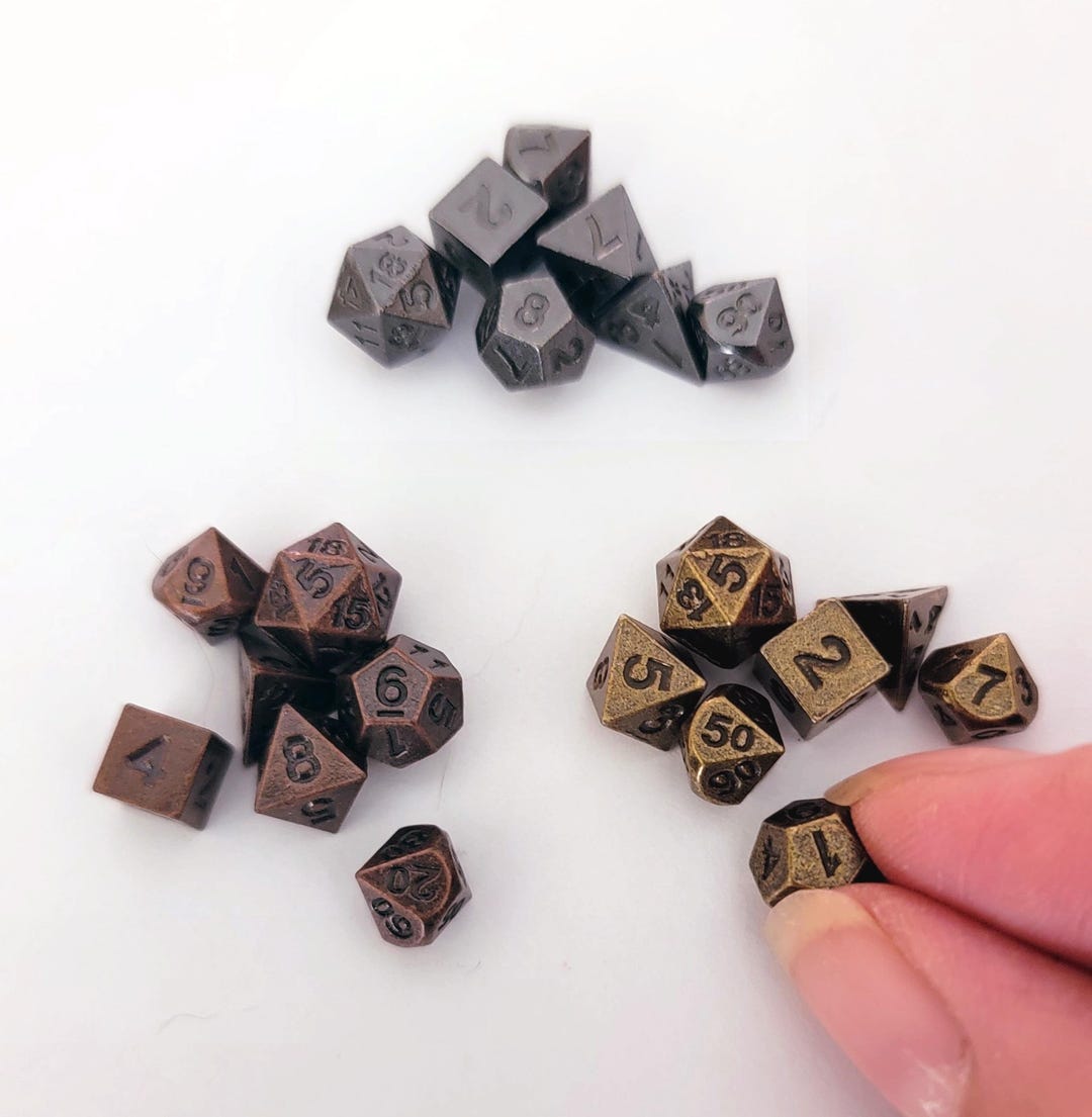 Miniature DND Metal Dice Set - RPG Roleplay, Tabletop & Card Games ...