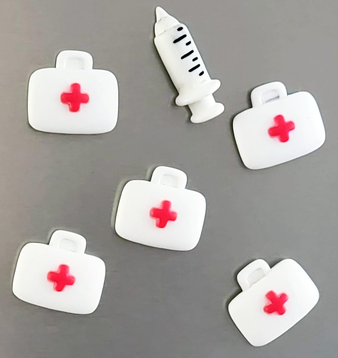 Set of 6 Mini Medicine Bags + Syringe Magnets in Gift Box - EMT, Nurse ...