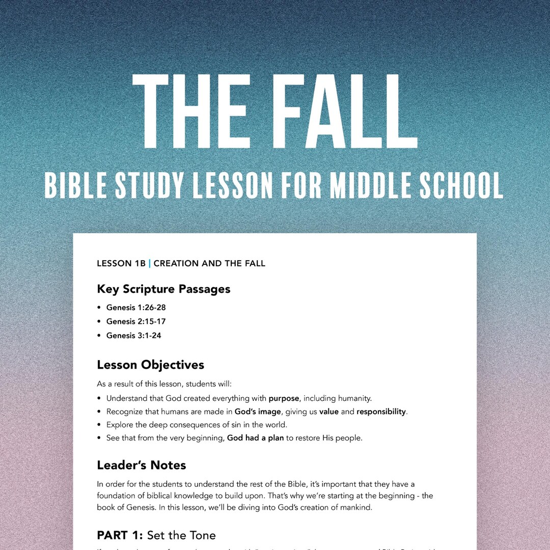 Genesis 2, Creation and the Fall, Identity | Middle School Bible Study ...