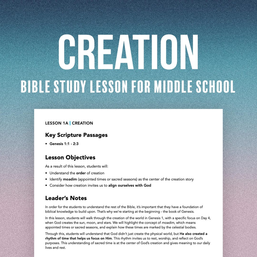 Genesis 1, Creation, Rest | Middle School Bible Study Lesson | Youth ...