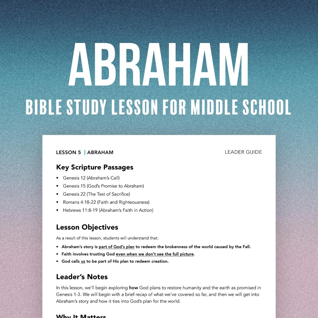 Abraham, Covenant, God's Promises | Middle School Bible Study Lesson ...