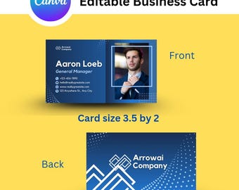 Blue Corporate Business Card Template - Etsy