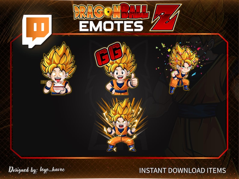Dragon Ball Z Super Saiyan Animated Emotes: Anime Streamer Twitch ...