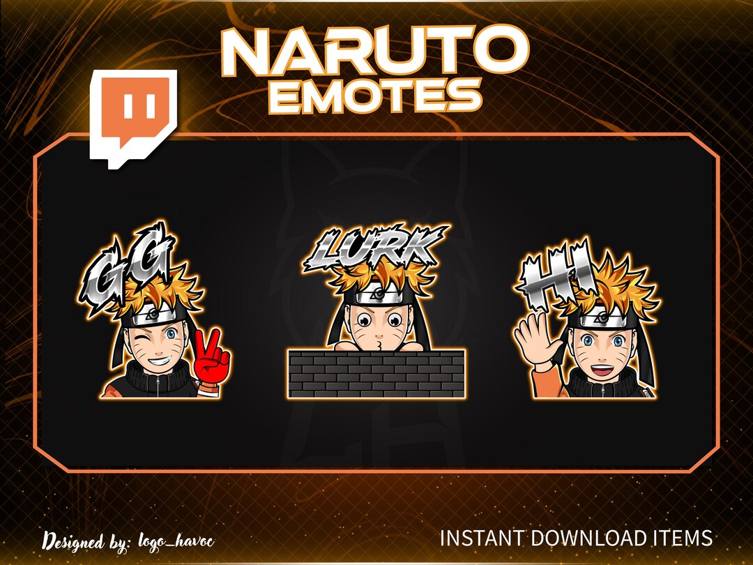 Naruto Inspired Twitch Emotes | Kawaii Ninja GG Lurk Hi Stickers ...