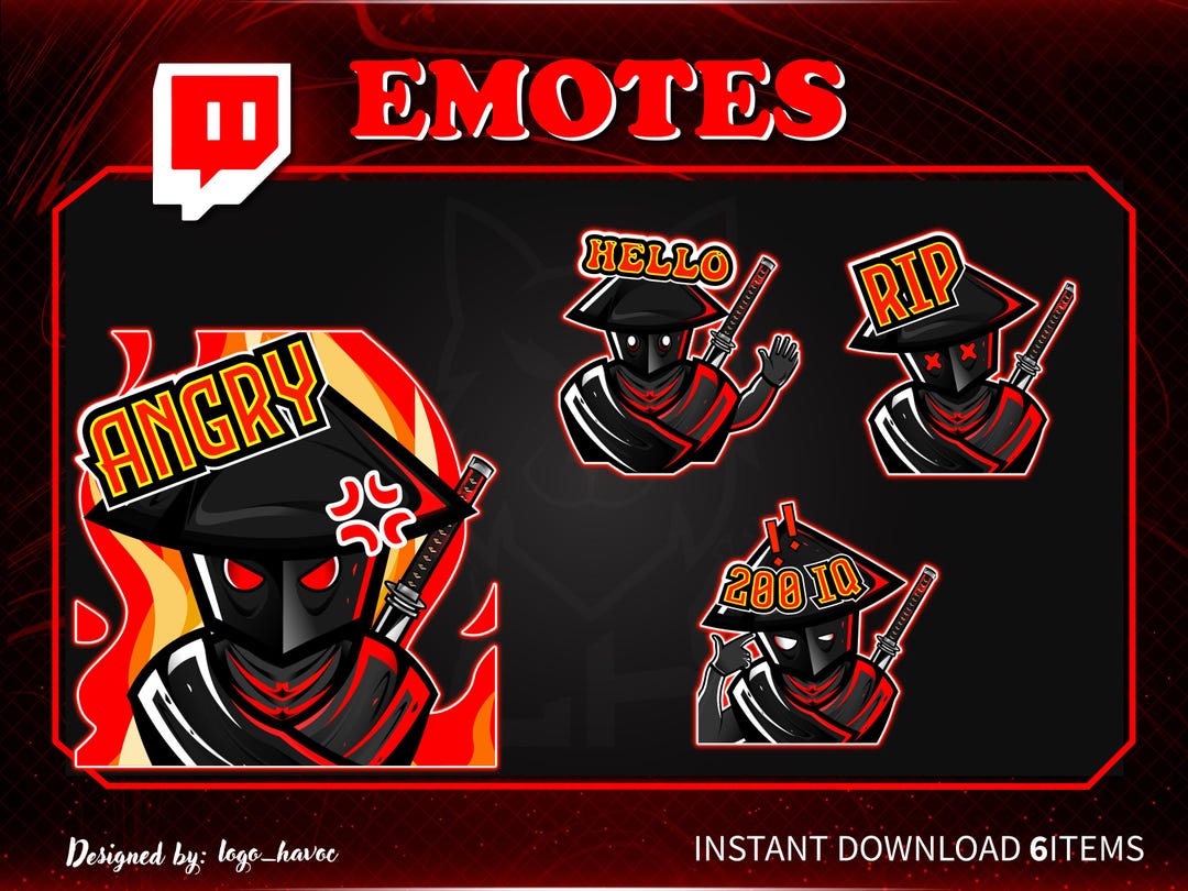 Ninja Samurai Twitch Emotes: Cartoon Gamer Pack (instant Download) - Etsy