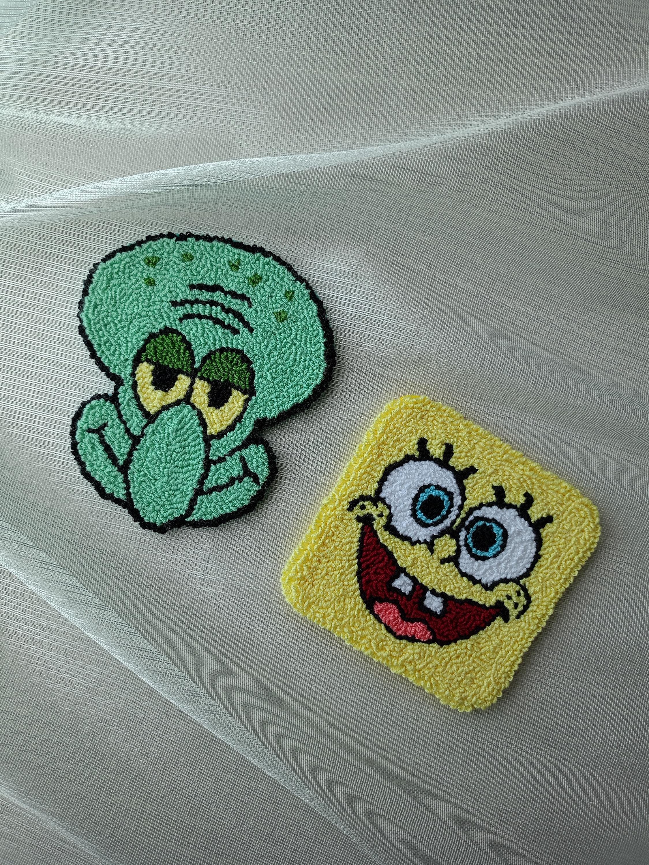 Spongebob and Squidward Punch Needle Coaster | Cartoon Characters Mug ...