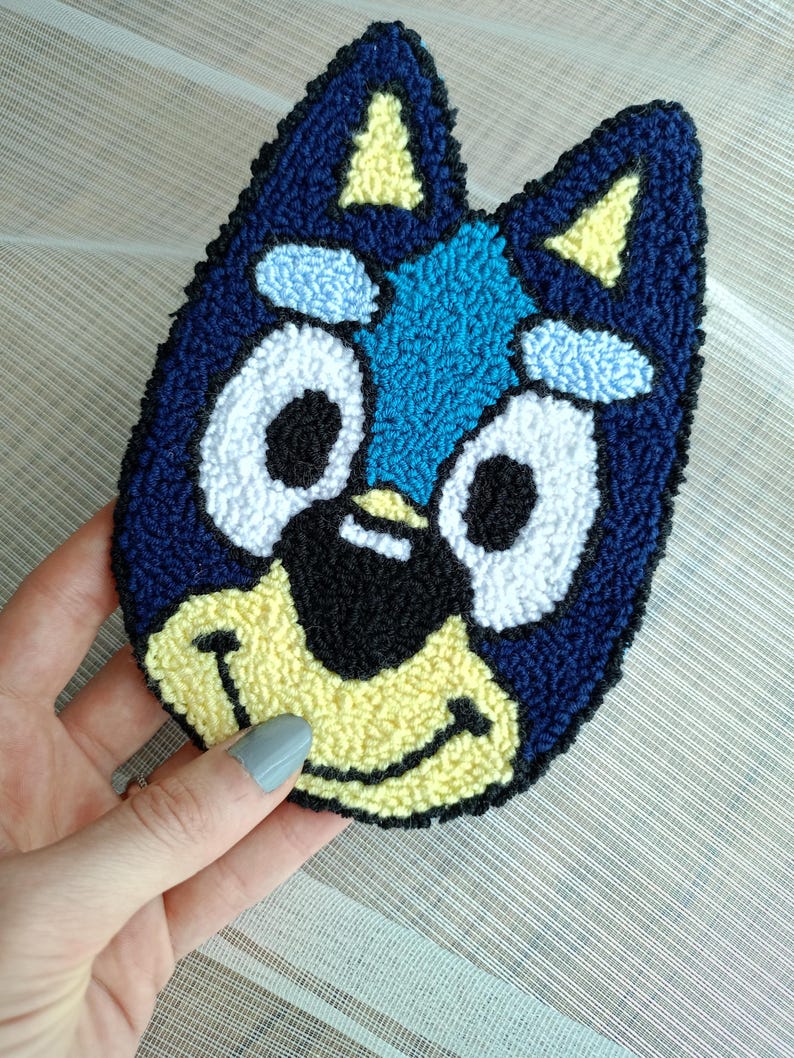 Bluey Punch Needle Coaster, Cartoon Characters Mug Rug Coaster ...