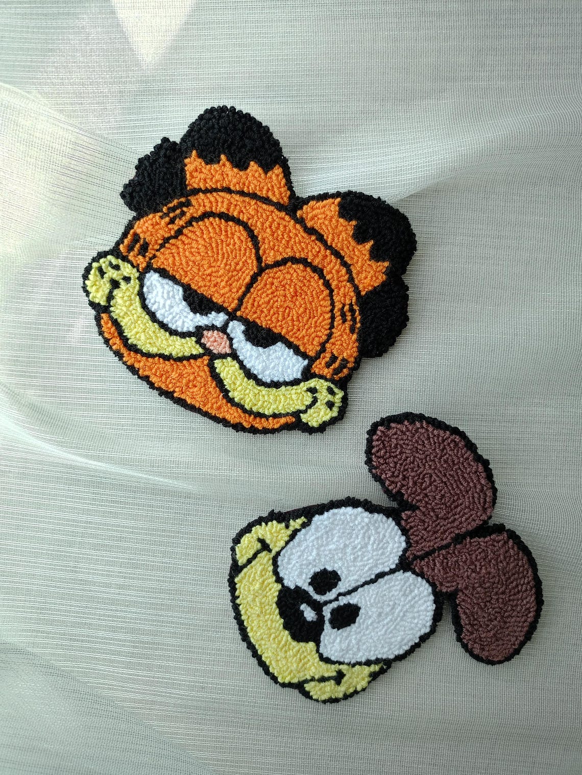 Garfield and Odie Punch Needle Coaster | Cartoon Characters Mug Rug ...