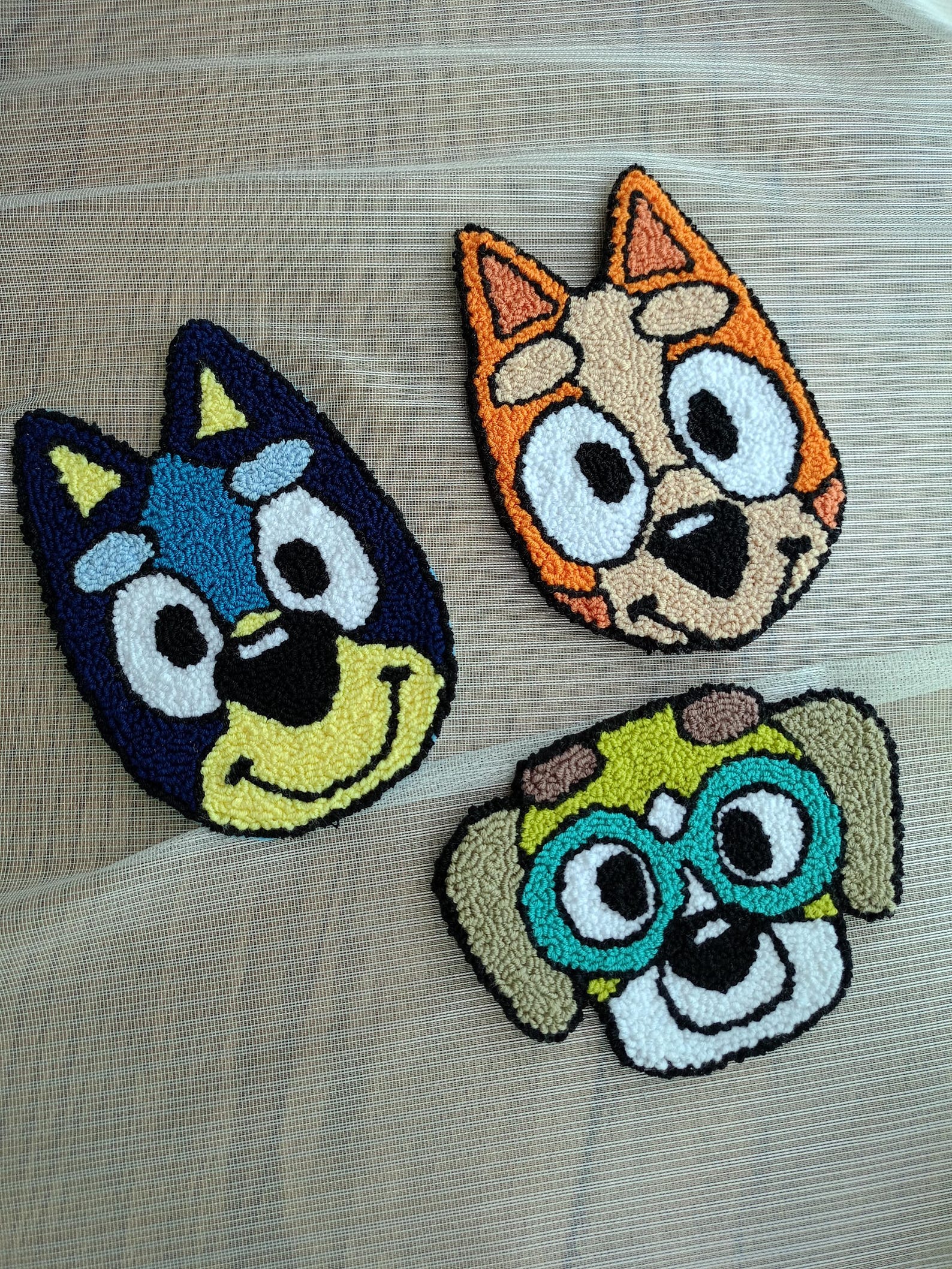 Bluey Punch Needle Coaster, Cartoon Characters Mug Rug Coaster ...