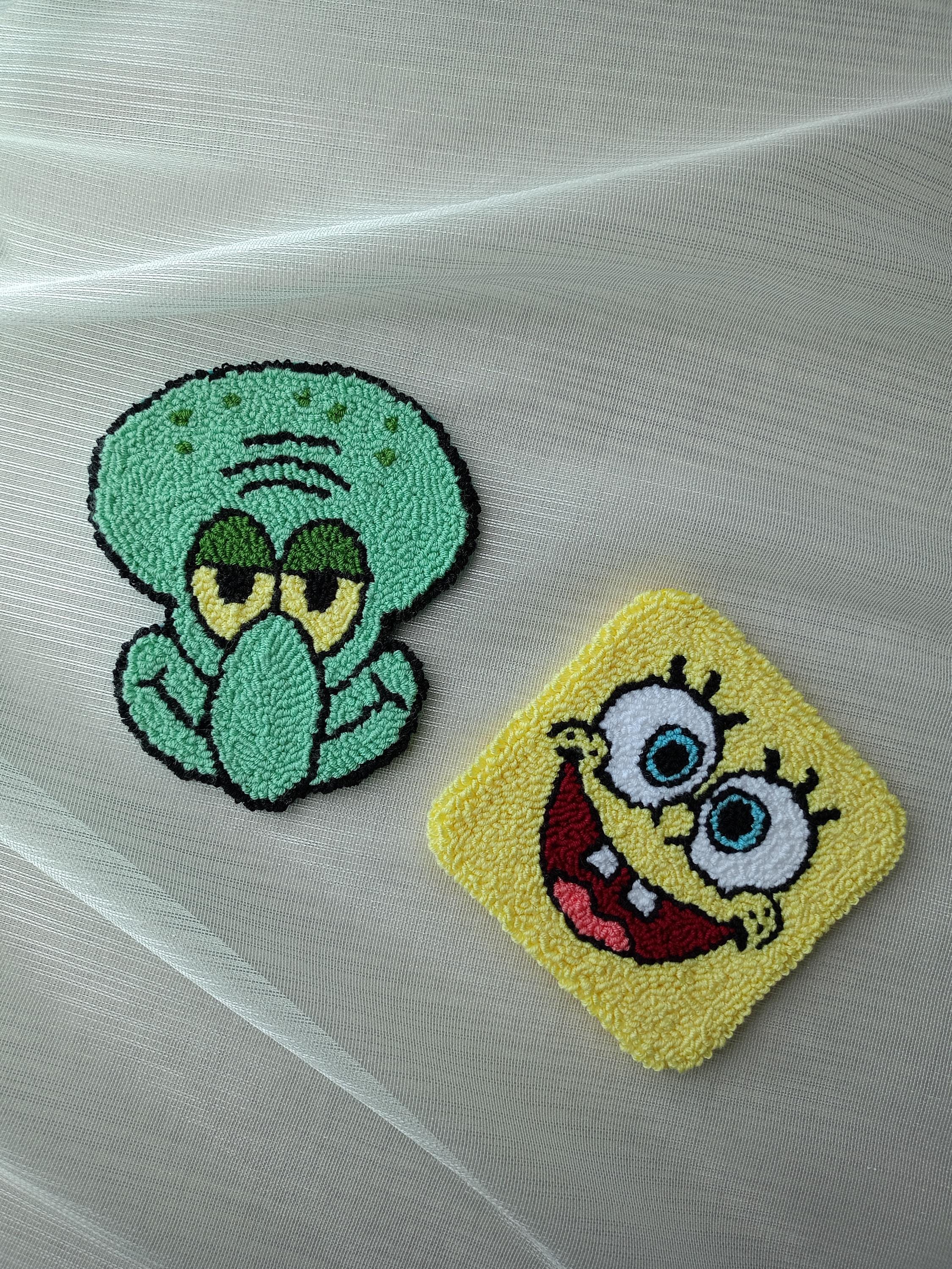 Spongebob and Squidward Punch Needle Coaster | Cartoon Characters Mug ...