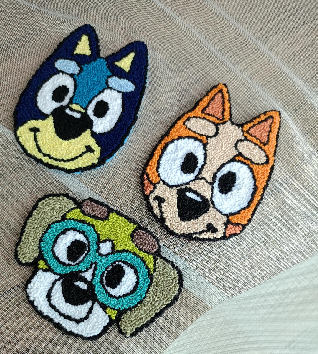Bluey Punch Needle Coaster, Cartoon Characters Mug Rug Coaster ...