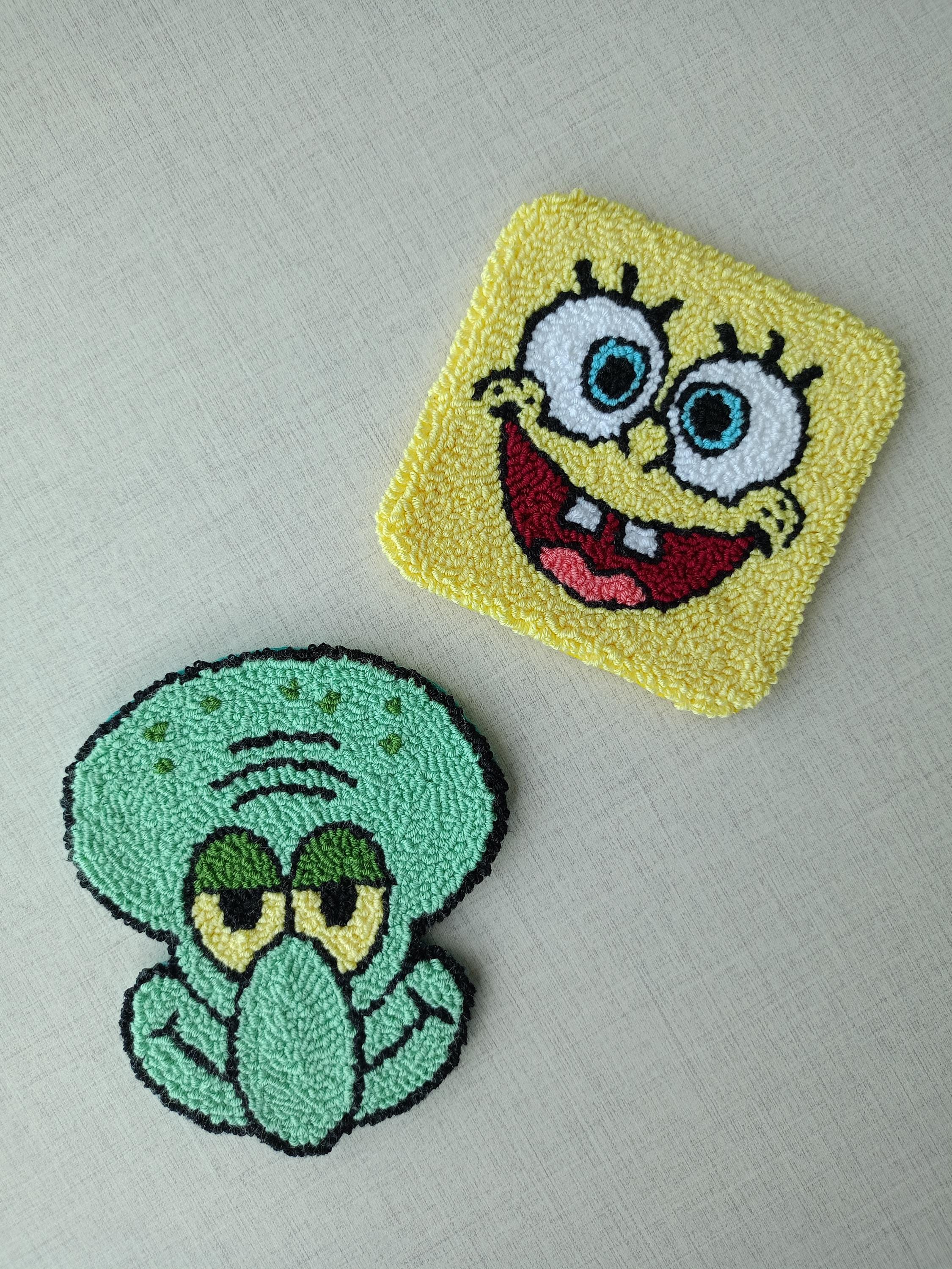 Spongebob and Squidward Punch Needle Coaster | Cartoon Characters Mug ...