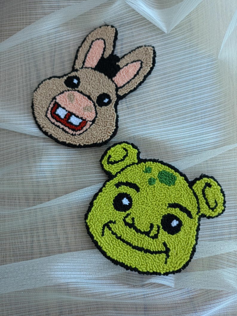 Shrek Punch Needle Coaster | Cartoon Characters Mug Rug Coaster ...