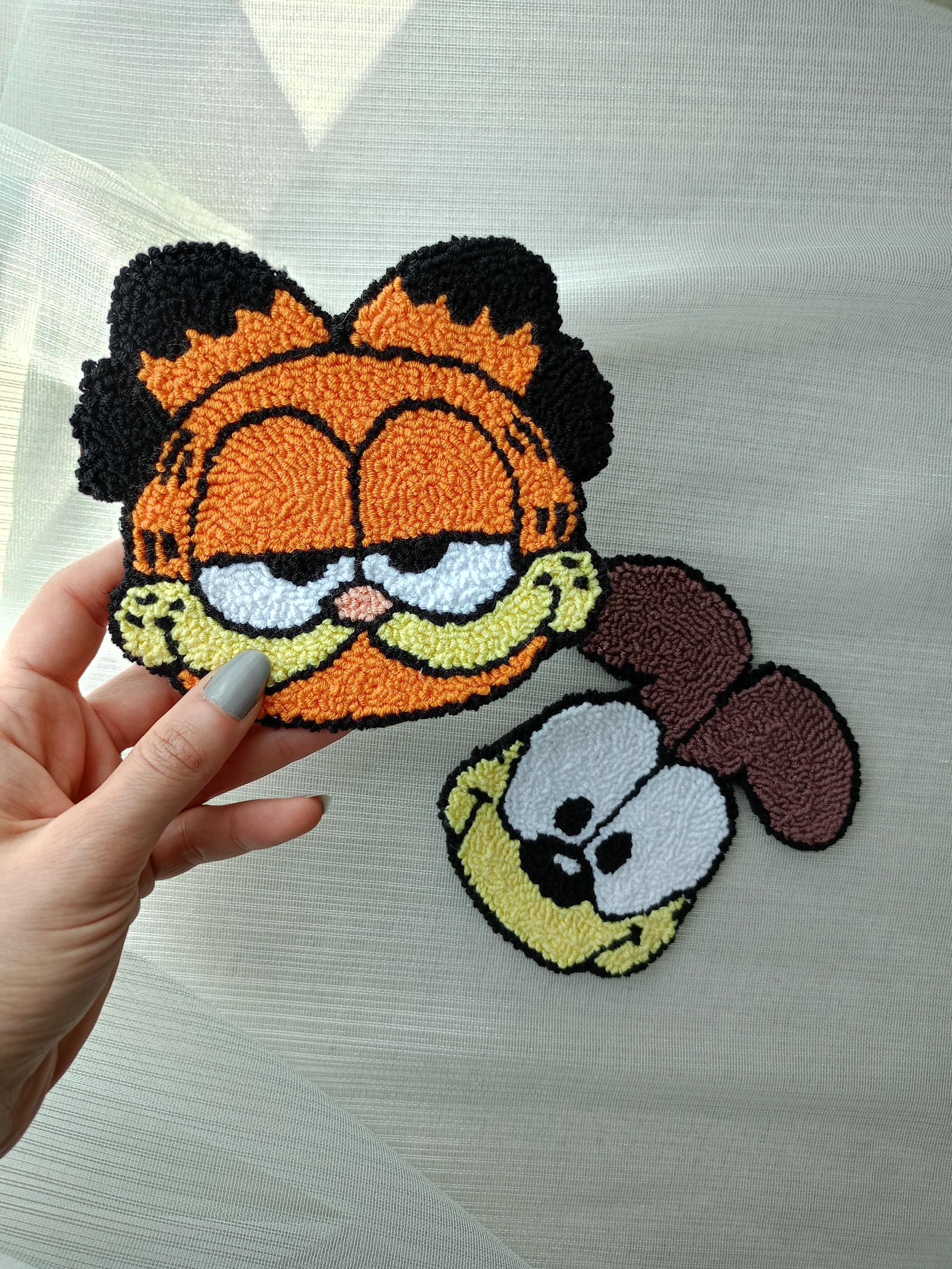 Garfield and Odie Punch Needle Coaster | Cartoon Characters Mug Rug ...