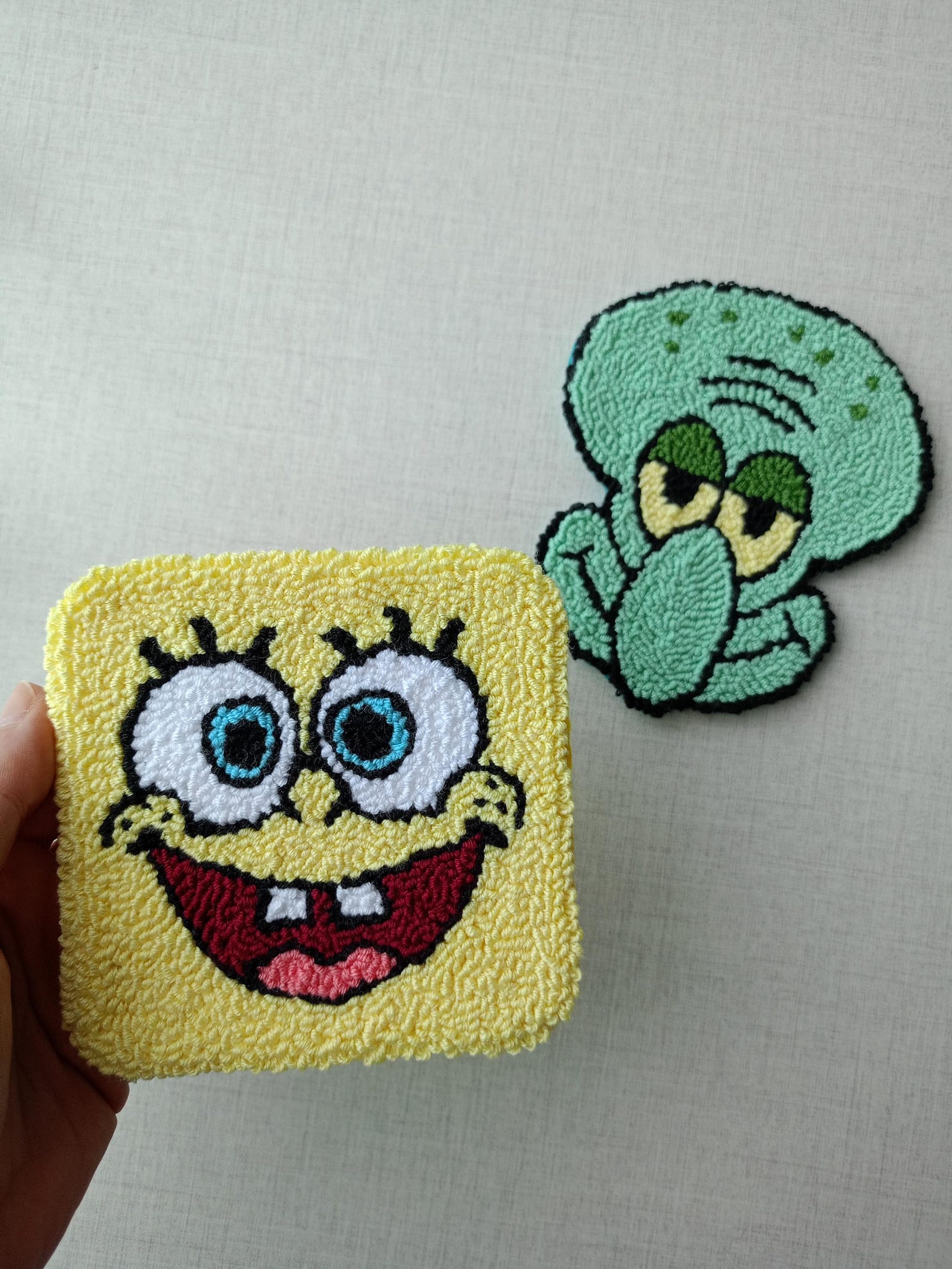 Spongebob and Squidward Punch Needle Coaster | Cartoon Characters Mug ...