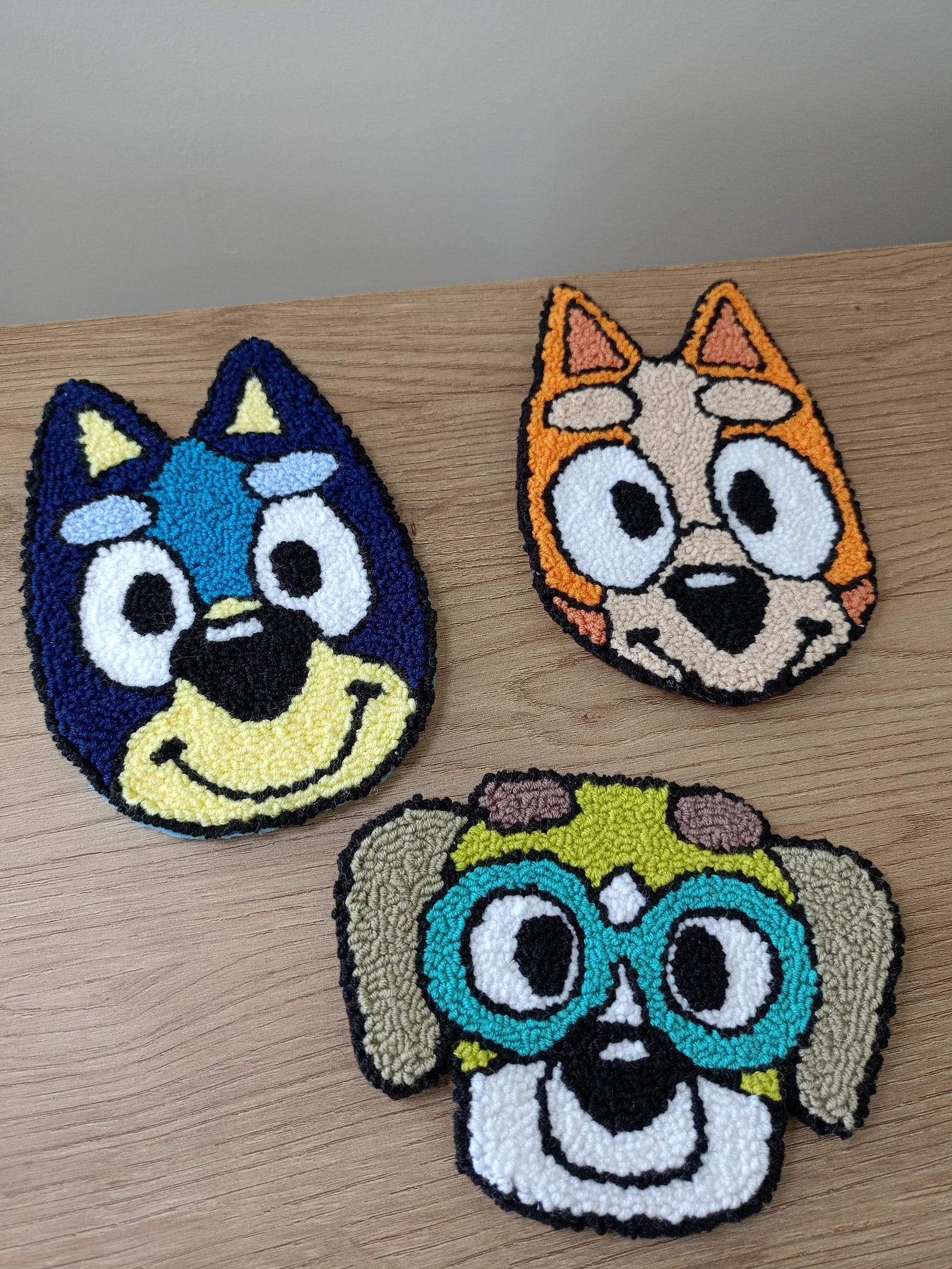 Bluey Punch Needle Coaster, Cartoon Characters Mug Rug Coaster ...