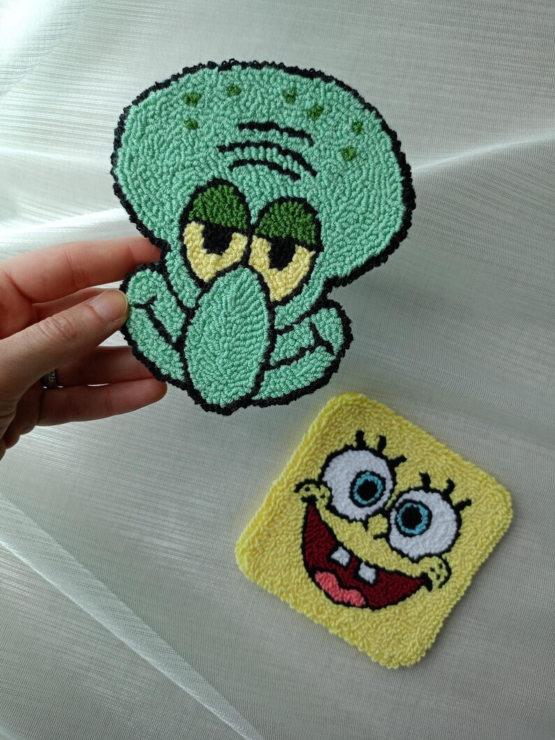 Spongebob and Squidward Punch Needle Coaster | Cartoon Characters Mug ...