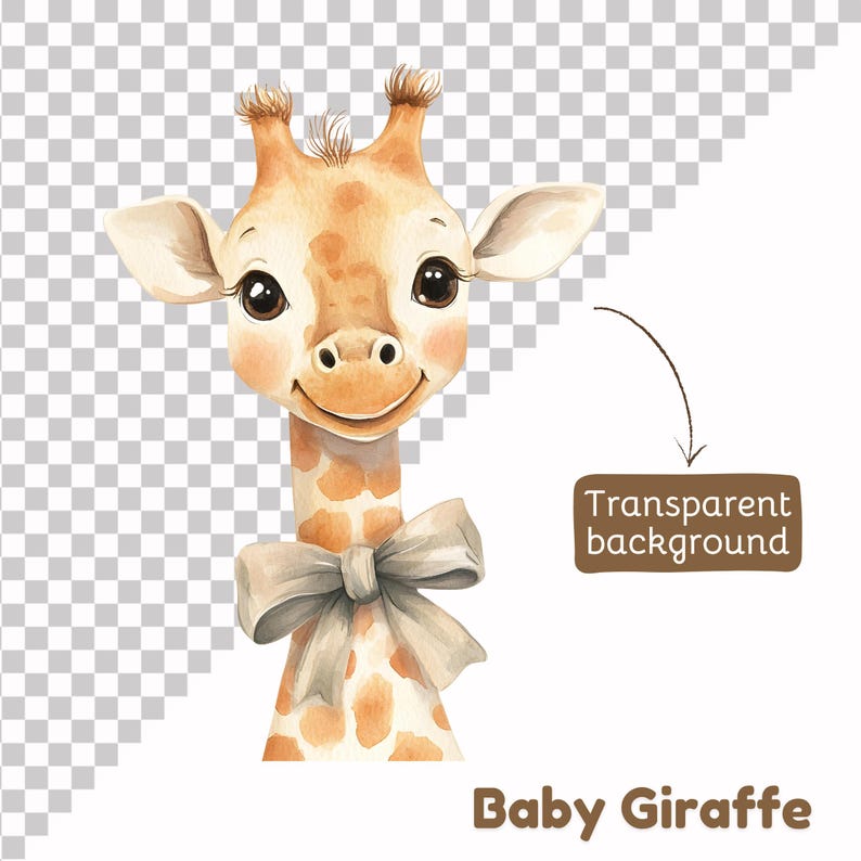 Watercolor Baby Giraffe Clipart | Watercolor Animals | Cute Animal PNG ...