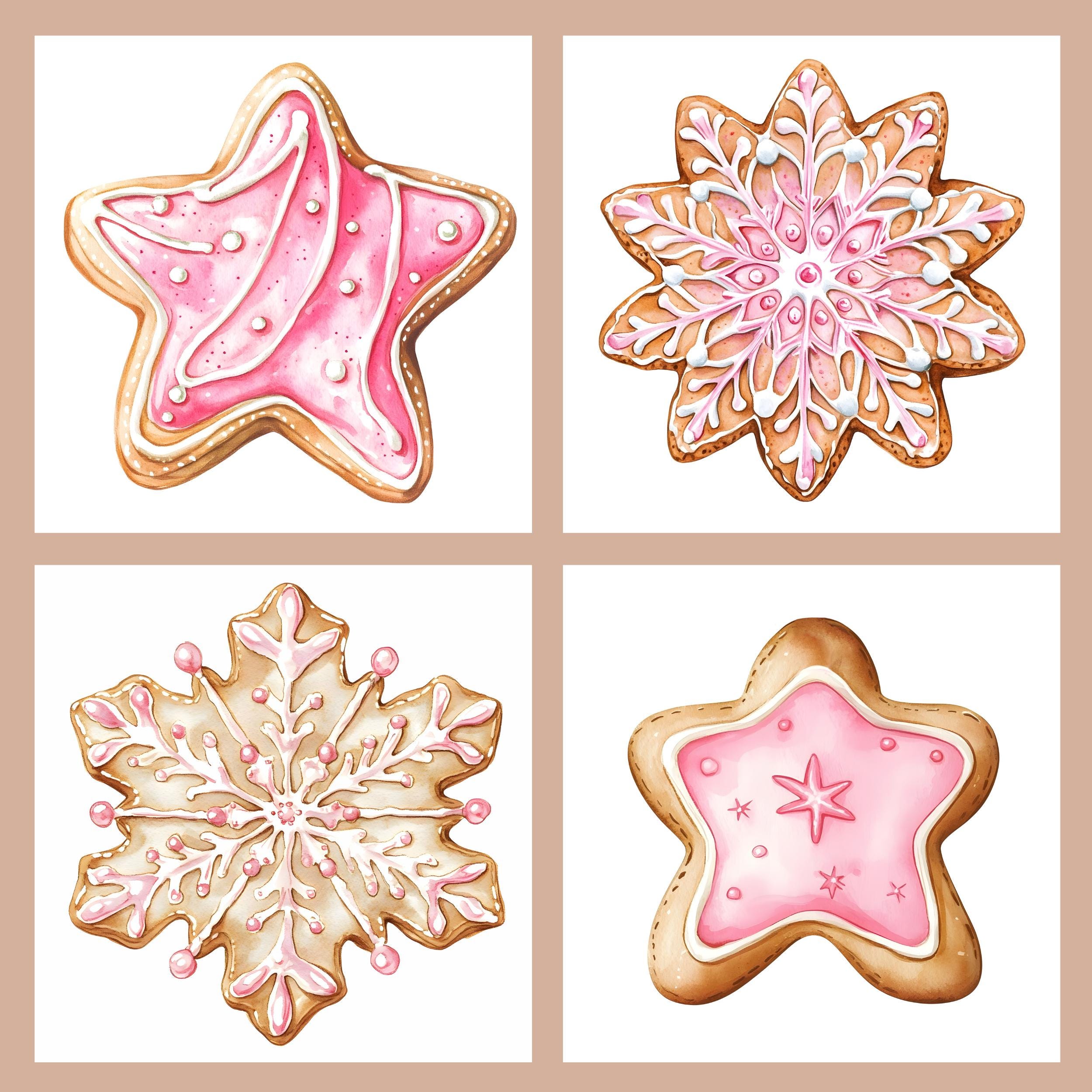 Pink Gingerbread Cookie Clipart | 20 Watercolor Christmas Cookies ...