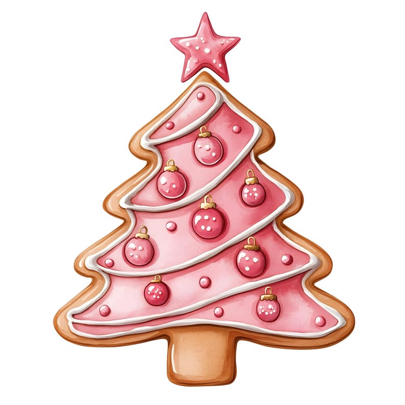 Pink Gingerbread Cookie Clipart | 20 Watercolor Christmas Cookies ...