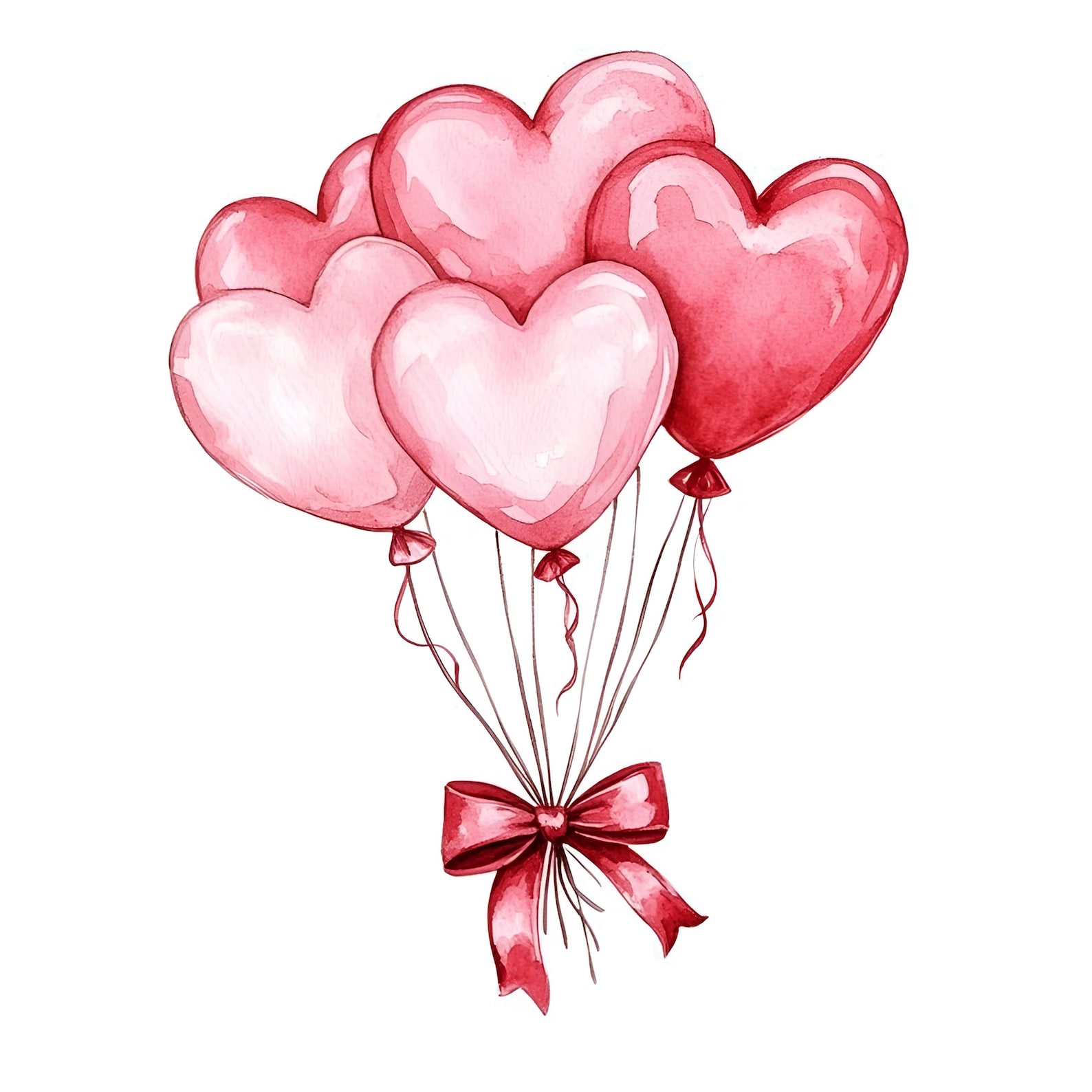 Valentine Balloons Clipart: 20 Watercolor Heart Balloon Jpgs, Digital ...