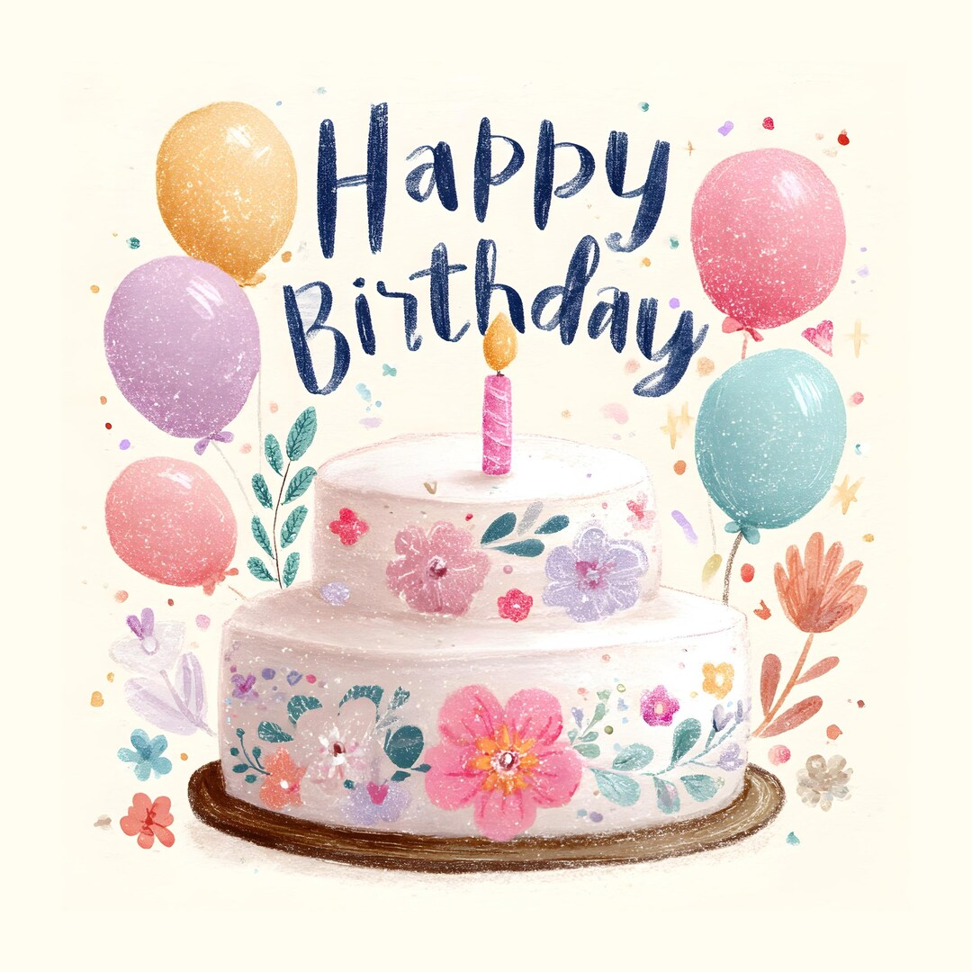 Watercolor Birthday Clip Art | 20 Birthday Cake Jpgs, Balloons, Card ...
