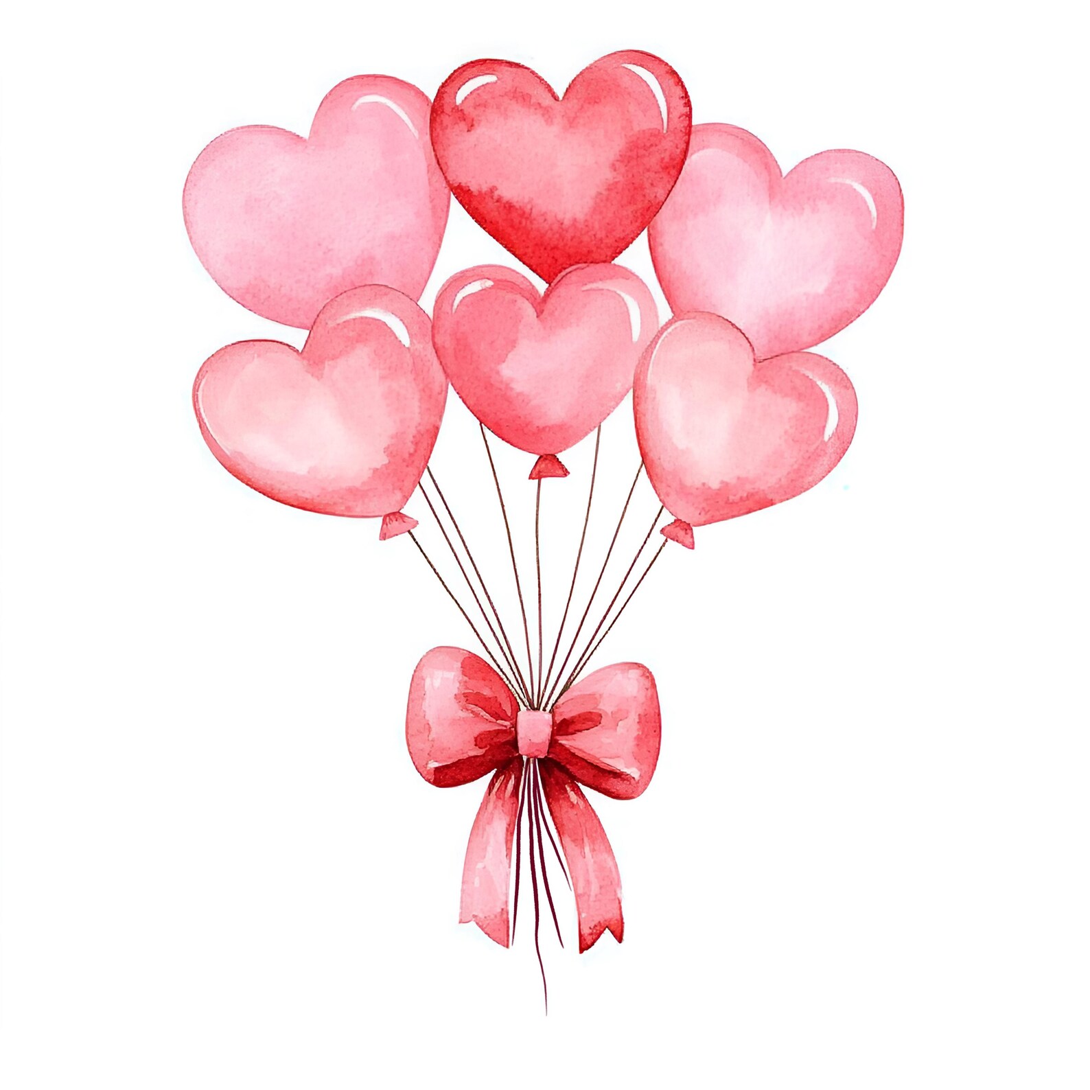 Valentine Balloons Clipart: 20 Watercolor Heart Balloon Jpgs, Digital ...