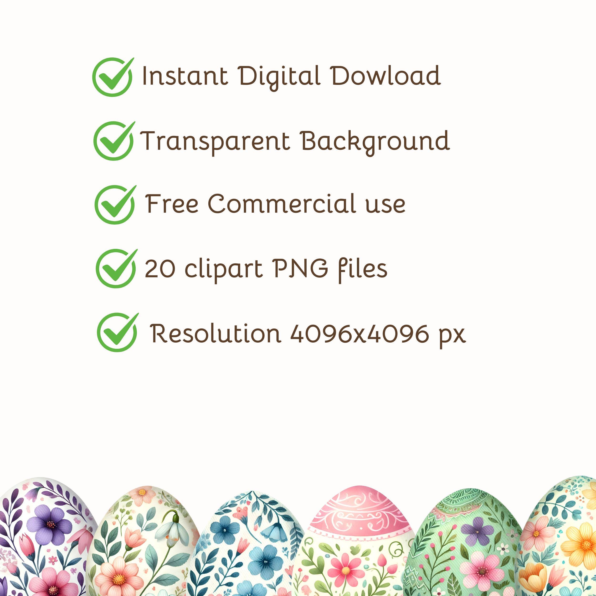Floral Easter Egg Clipart | Watercolor Easter Eggs | Easter Floral PNG ...