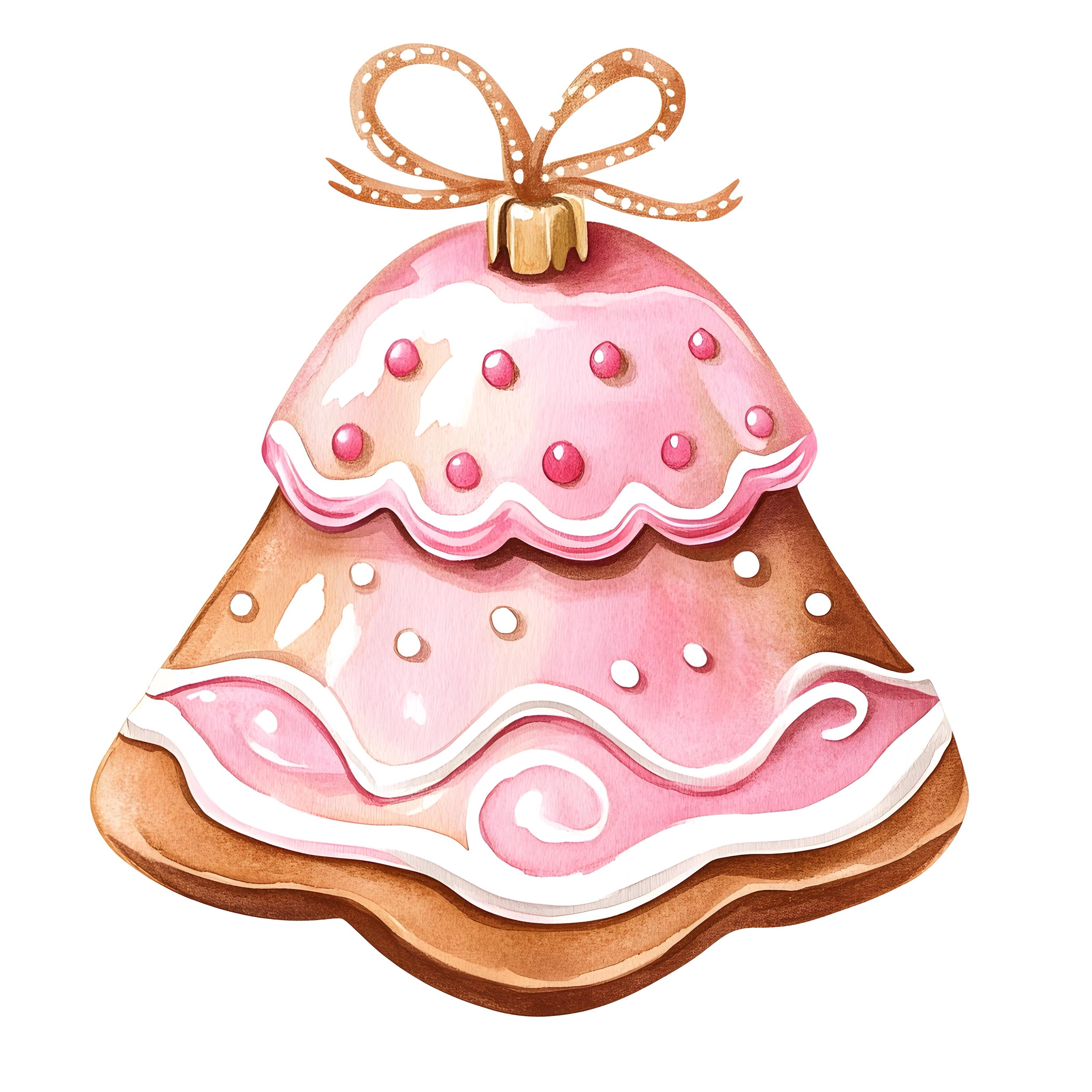 Pink Gingerbread Cookie Clipart | 20 Watercolor Christmas Cookies ...