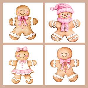 Pink Gingerbread Cookie Clipart | 20 Watercolor Christmas Cookies ...