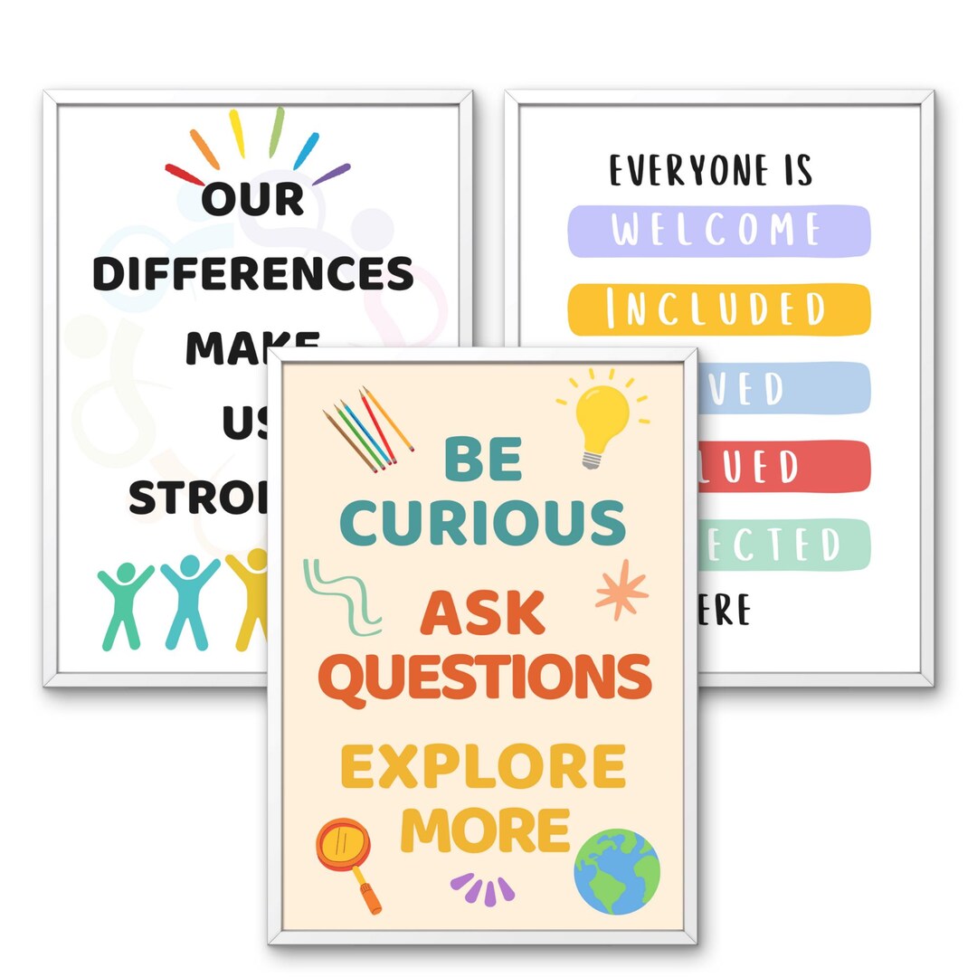 Classroom Poster Bundle: Inclusion, Diversity & Curiosity Wall Art - Etsy