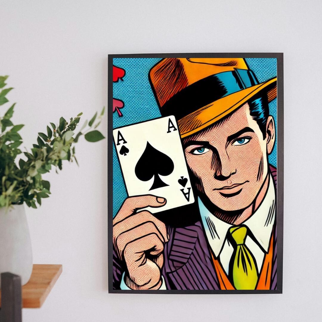 Vibrant Comic-style Ace of Spades Poster | Bold & Modern Poker Decor ...