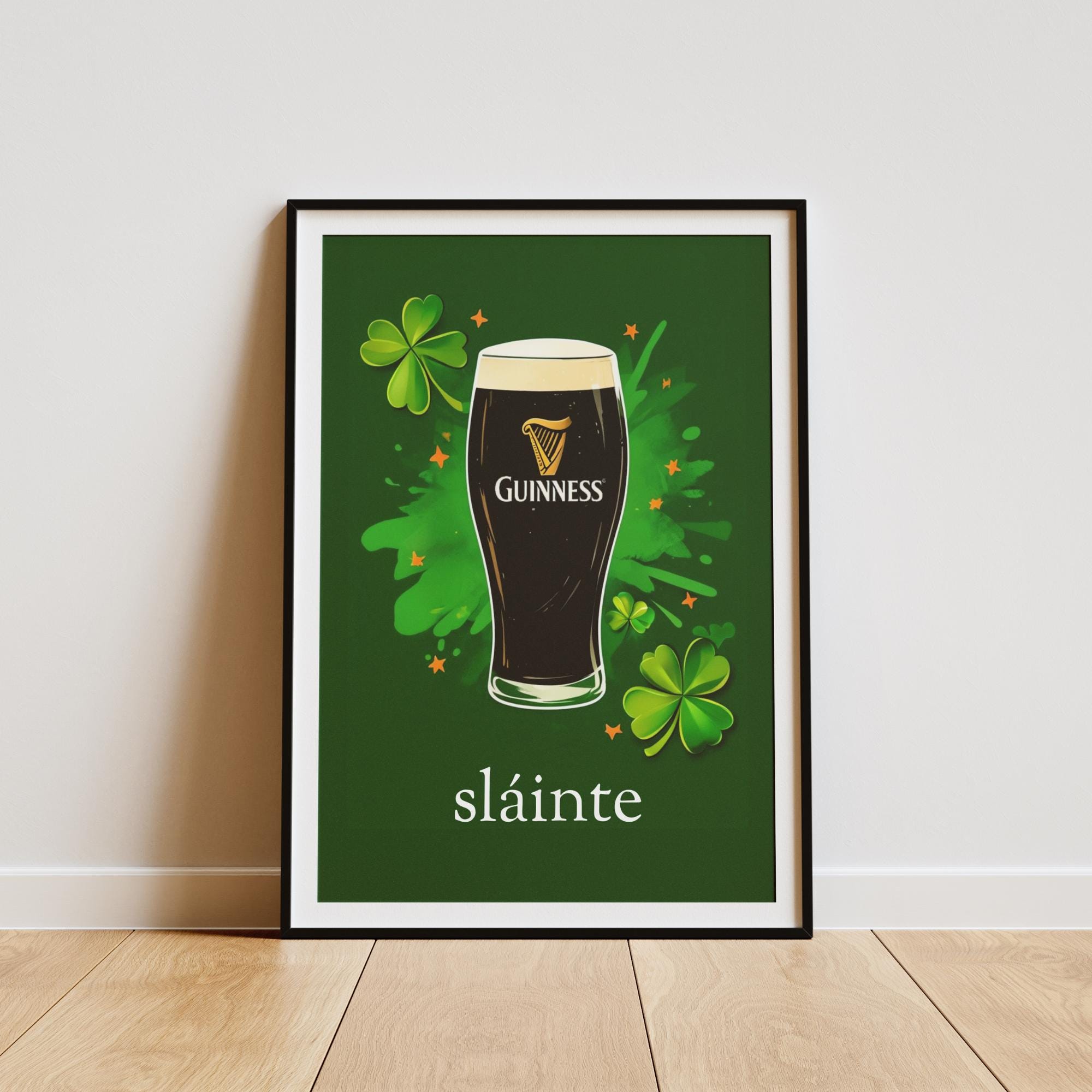 Guinness "sláinte" Irish Pub Print: Shamrock Beer Poster - Etsy