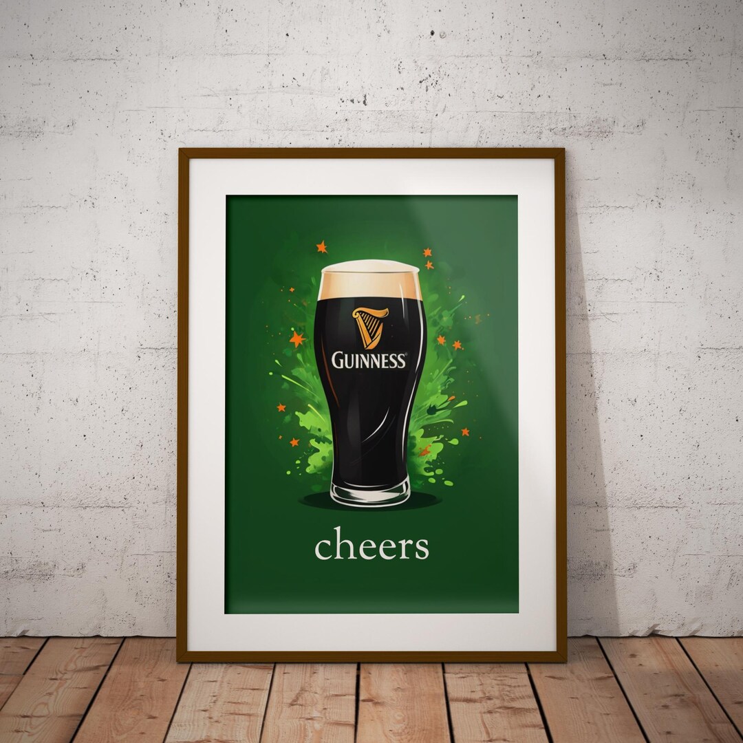 Guinness-inspired "sláinte" Poster | Irish Pub Wall Art | Shamrock Beer ...
