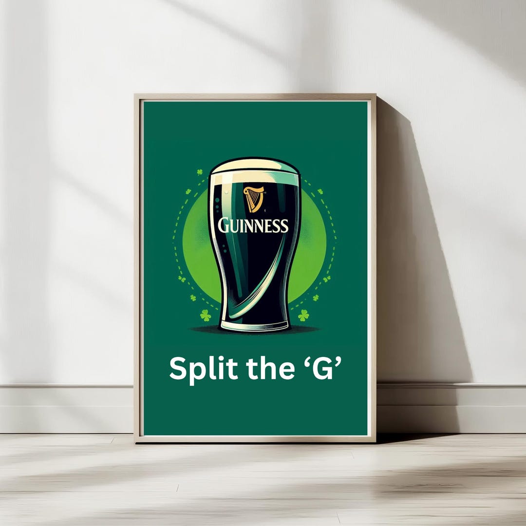 Guinness-inspired "split the G" Poster | Irish Pub Wall Art | Green ...