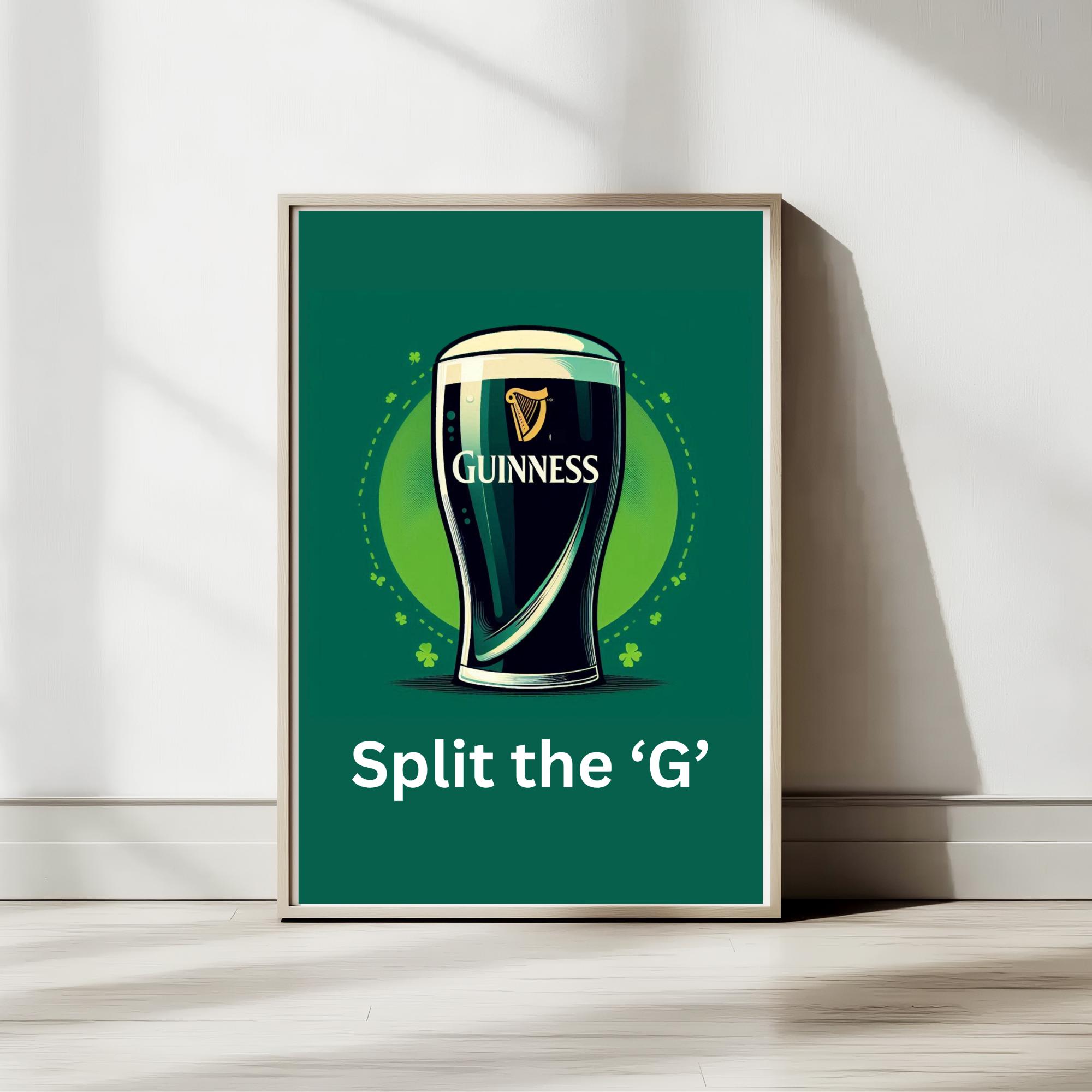 Guinness-inspired "split the G" Poster | Irish Pub Wall Art | Green ...