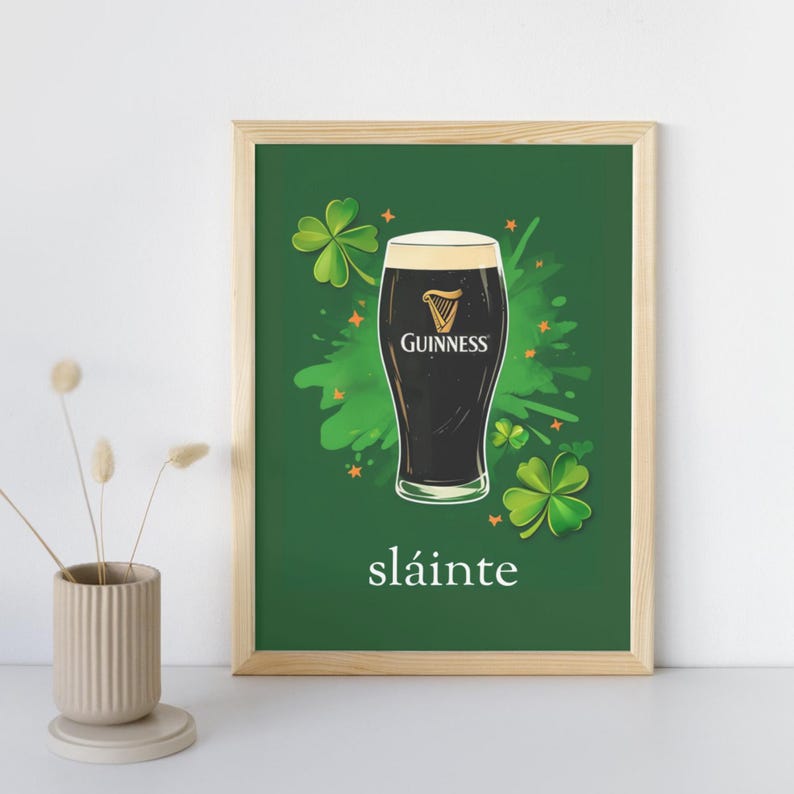 Guinness "sláinte" Irish Pub Print: Shamrock Beer Poster - Etsy