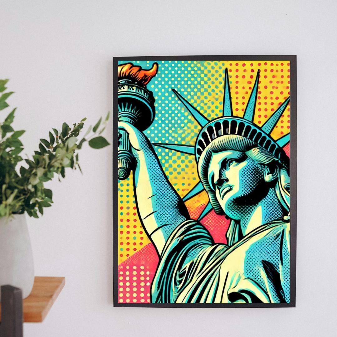Statue of Liberty Pop Art Print | Colorful NYC Wall Art | Retro ...