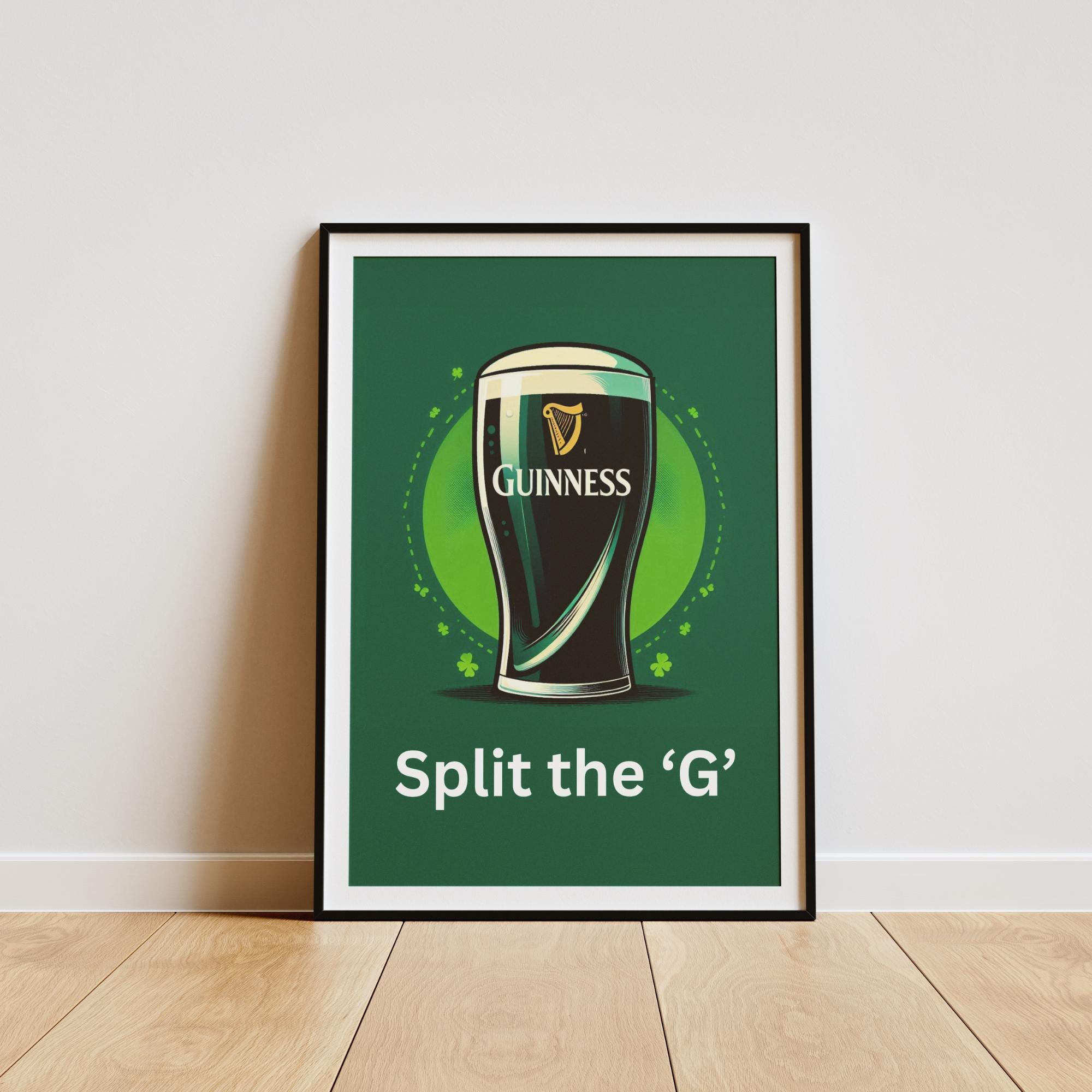 Guinness-inspired "split the G" Poster | Irish Pub Wall Art | Green ...