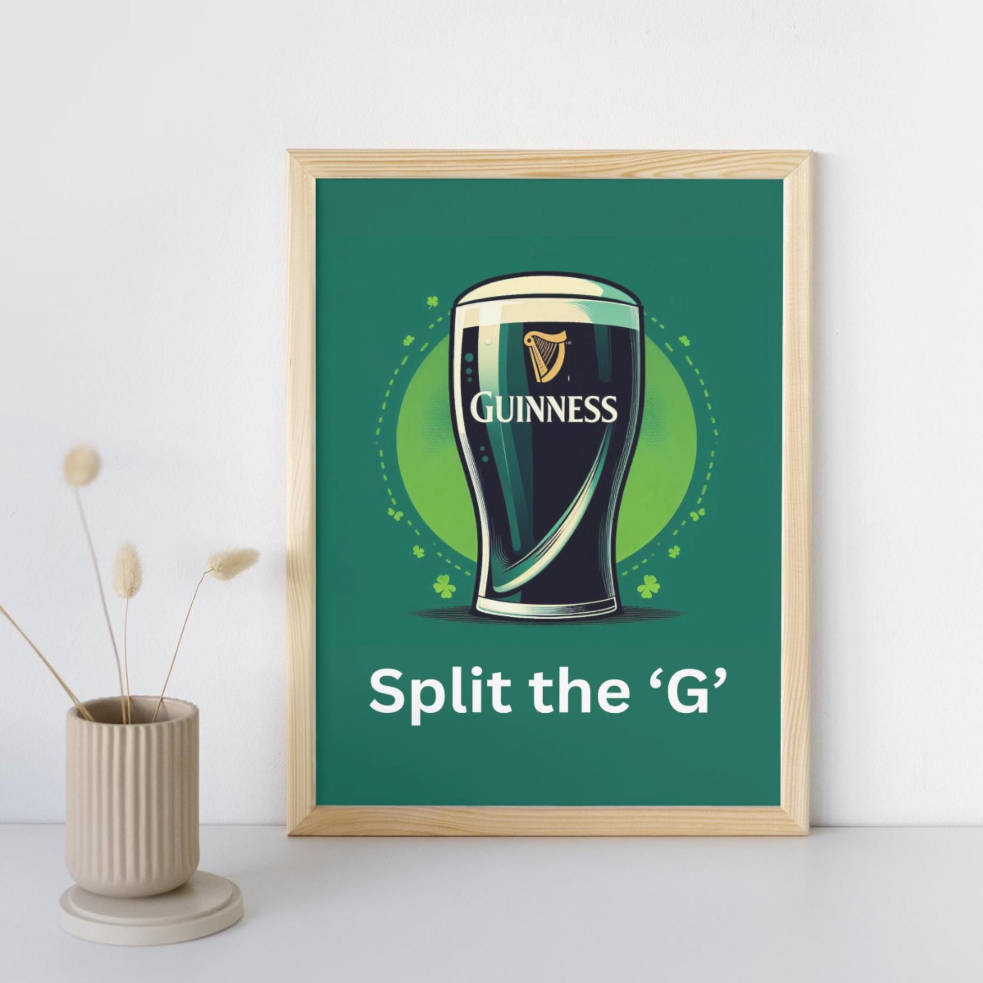Guinness-inspired "split the G" Poster | Irish Pub Wall Art | Green ...
