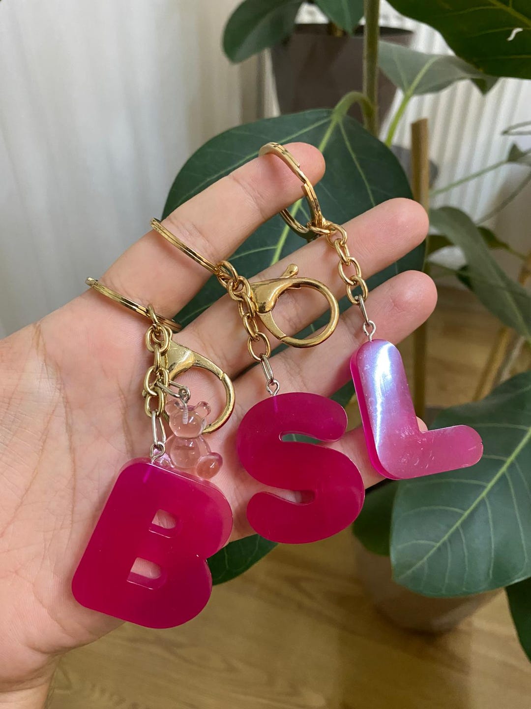 Epoxy Resin Letter Keychain | Personalized Initial Charm - Etsy