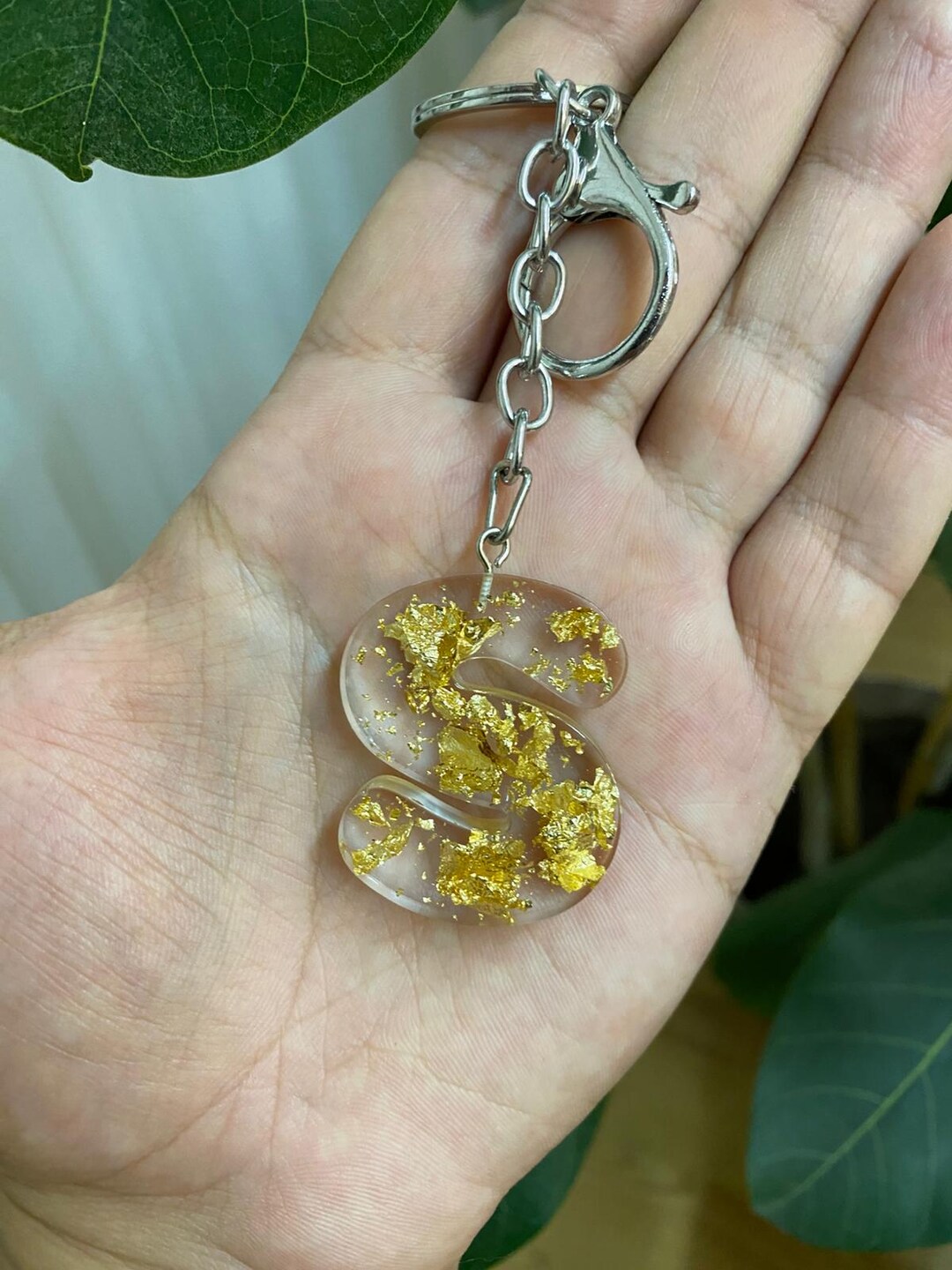 Epoxy Resin Letter Keychain | Personalized Initial Charm - Etsy